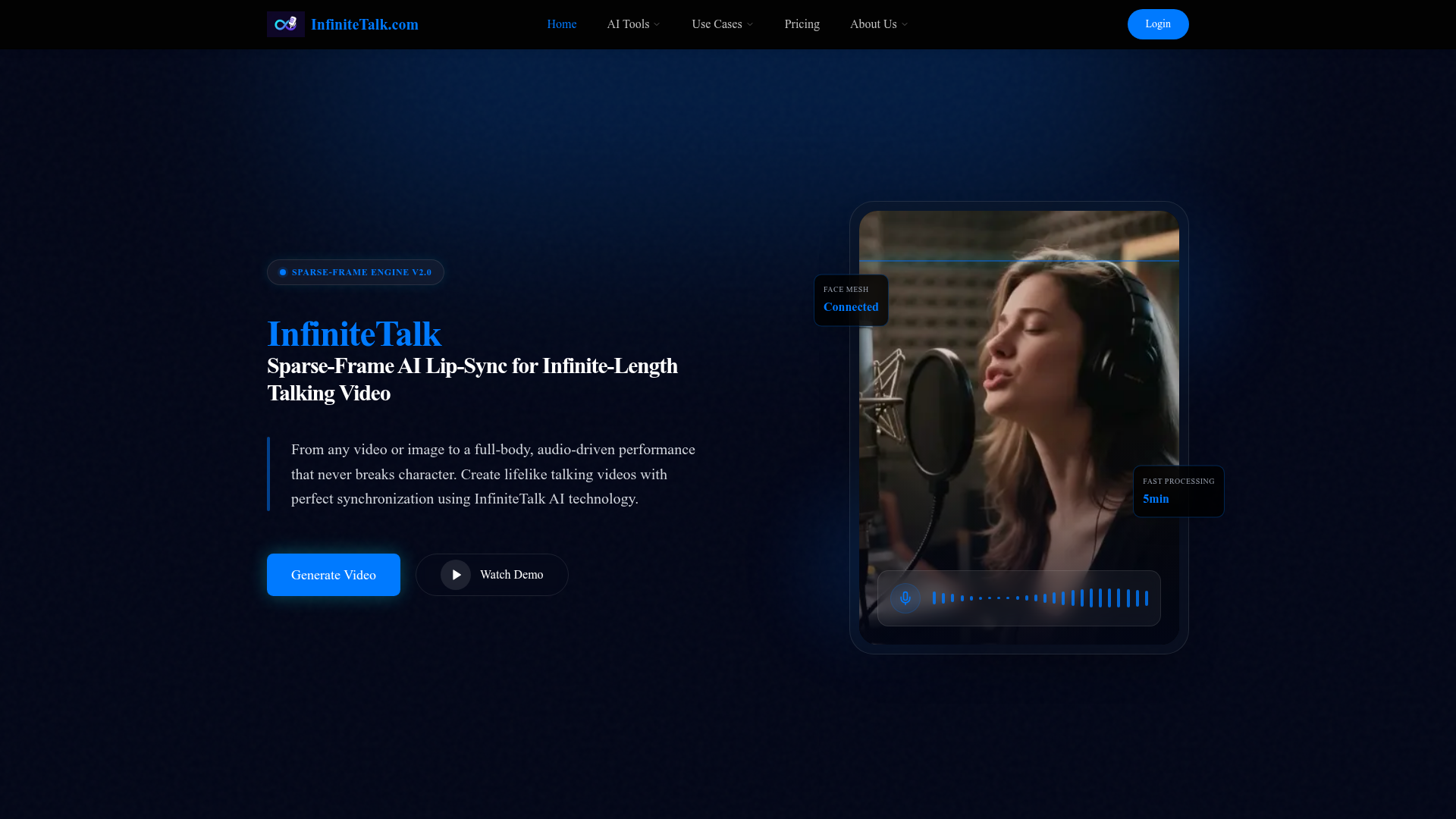 Infinitetalk Ai Lip Sync Talking Video Generator Hunt0