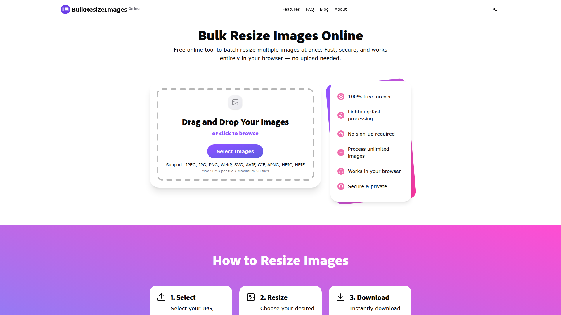 Bulk Resize Images Online — HUNT0
